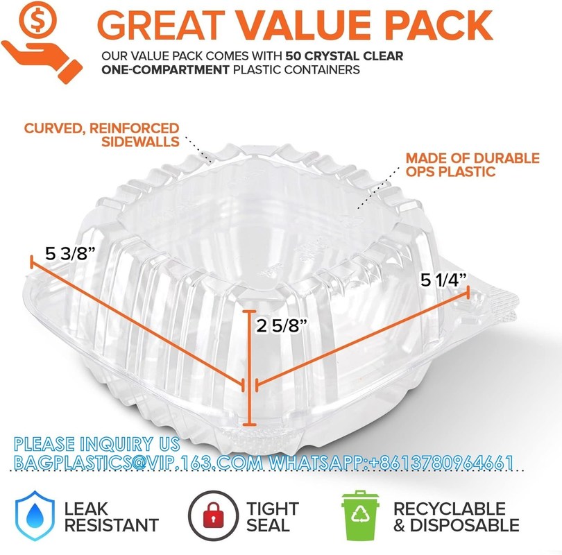Disposable Plastic To Go Containers With Clear Lids Fancy Hinged Top ...