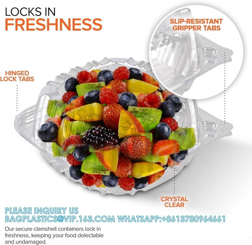 Disposable Plastic To Go Containers With Clear Lids Fancy Hinged Top ...