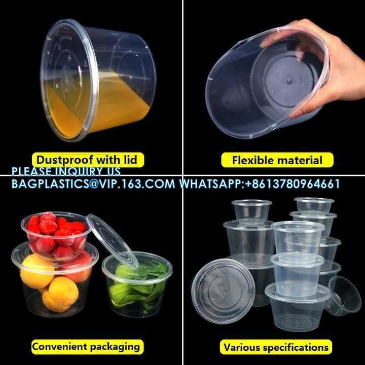 920ml Round Microwavable Plastic Disposable Soup Rice Bowls Restaurant ...