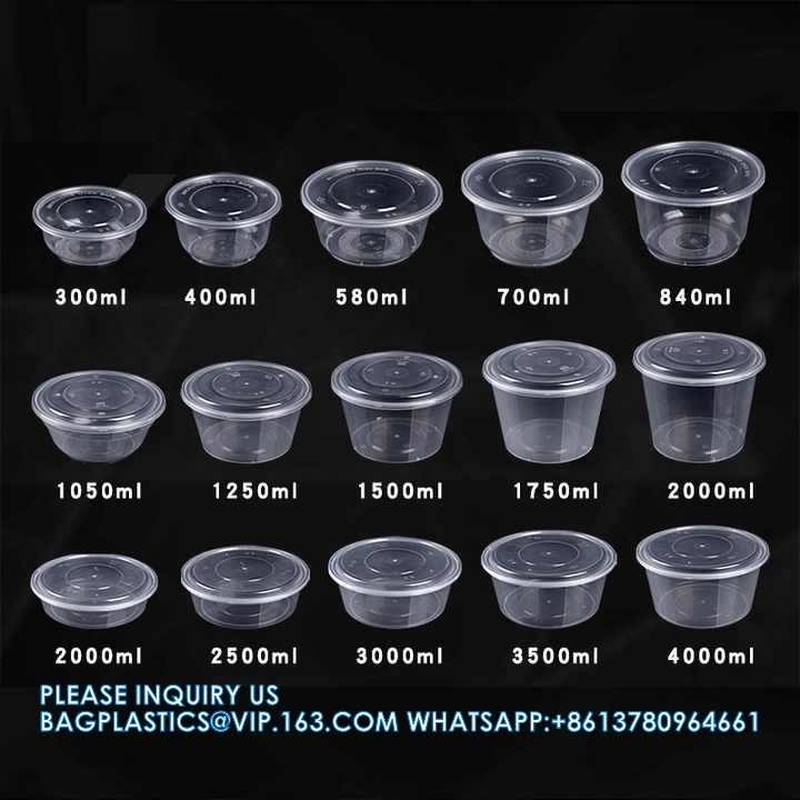 920ml Round Microwavable Plastic Disposable Soup Rice Bowls Restaurant ...